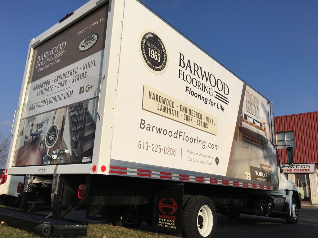 barwood flooring cube van wrap - K6 Media